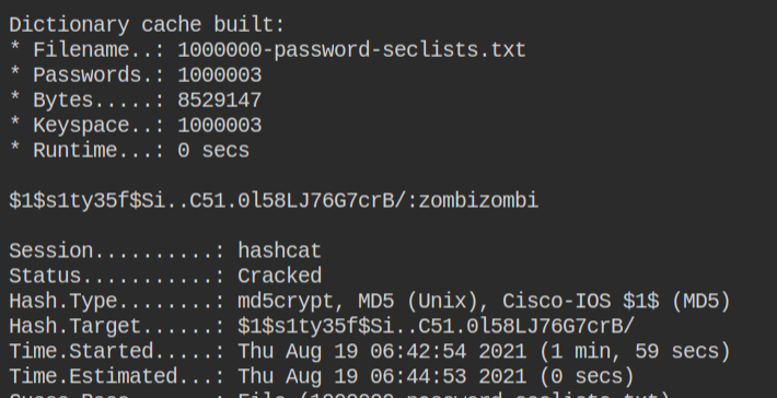 Cracking Passwords using Hashcat